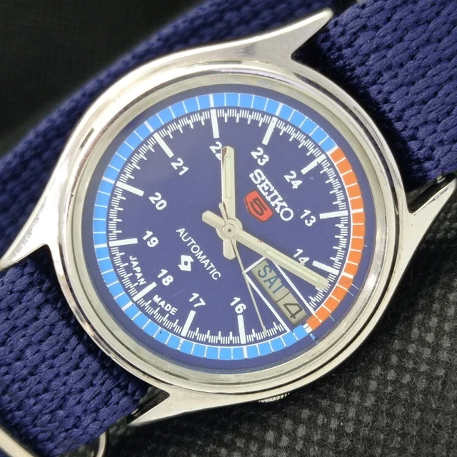 VINTAGE SEIKO 5 AUTOMATIC 7009A JAPAN MENS DAY/DATE BLUE WATCH 608b-a315203-5 EUR 42,46 ...