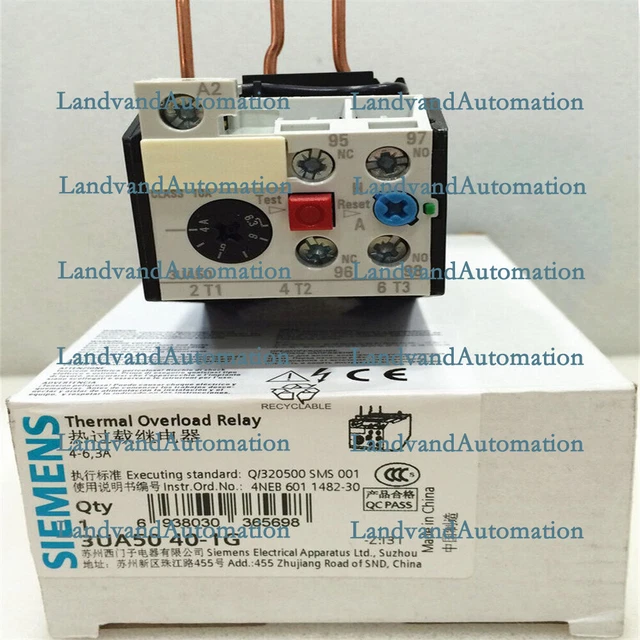 1PC NEW SIEMENS Thermal Overload Relay 3UA5040-1G 4-6.3A EUR 22,78 ...