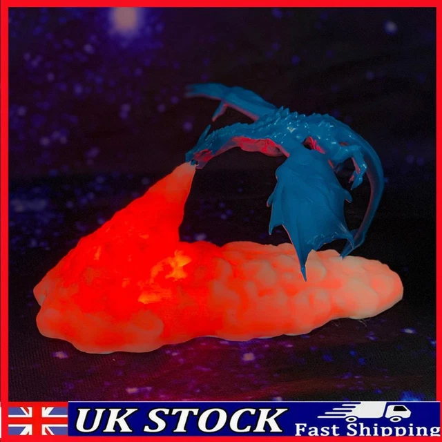 3D PRINTED TABLE Lamp USB Charge Fire/Ice Dragon Atmosphere Light ...