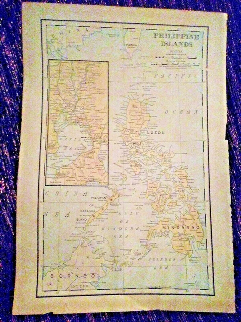 1899 PHILIPPINE COLOR Map Engraved Page of History 15.5x11in MR 8 £7.96 ...