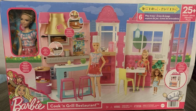 BARBIE COOK ‘N Grill Restaurant Doll Playset 30+ Total Pieces & 6 Play ...