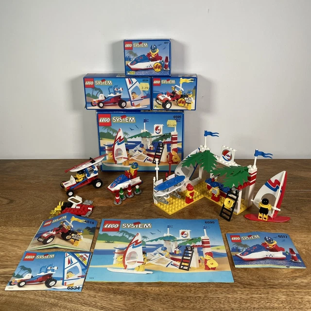 VINTAGE 90S LEGO System Surf Shack 6595 Beach Bandit 6534 Water Jet ...