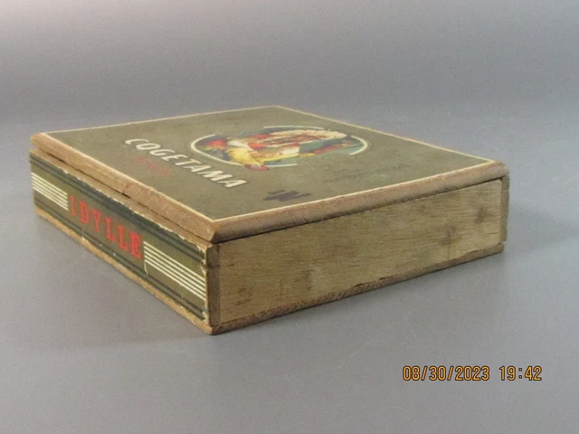 VINTAGE BELGIUM COGETAMA Indian Cigar Box no Tobacco Tin 1930s Wooden ...