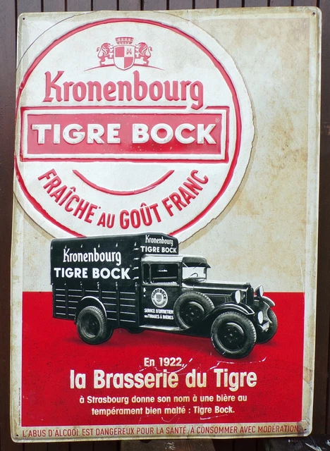 PLAQUE TOLE PEINTE bière KRONENBOURG TIGRE BOCK camion véhicule no émaillée EUR 119,00 - PicClick FR