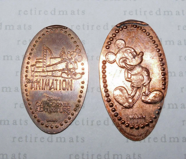 DISNEY CALIFORNIA ADVENTURE ANIMATION & Disneyland MICKEY Pressed Penny ...