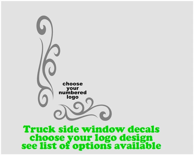 CUSTOM SIDE TRUCK/VAN window decals. 40 logos to choose from. FREE ...