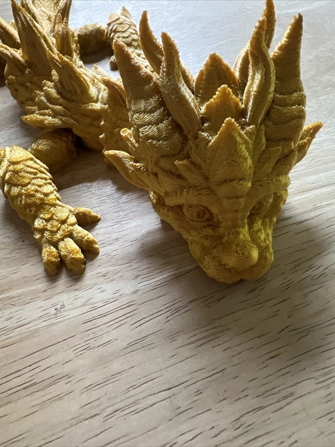 GOLD ARTICULATED DRAGON 3D Printed Sensory/Fidget Toy, Desk Decor £14. ...