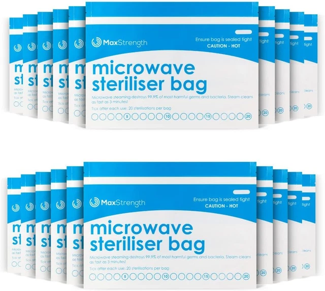 MICROWAVE STERILISER BAGS Premium 10Pc Pack by Max Strength, Large ...