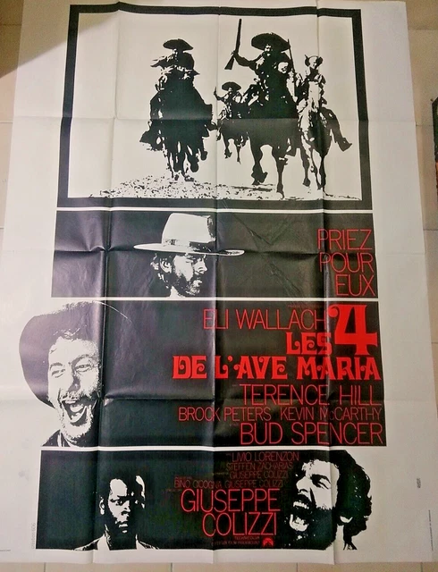 ANCIENNE AFFICHE DE cinéma originale - " LES 4 DE L'AVE MARIA" - 120x160cm EUR 30,00 - PicClick FR
