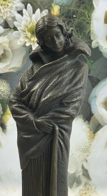 BRONZE SCULPTURE GORGEOUS Woman in Wind by Patoue Lost Wax Figurine ...