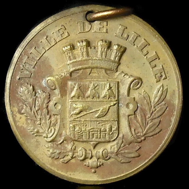 MÉDAILLE ADOREMUS Pax Ville de Lille, Blason c1920 A J Corbierre 22mm ...
