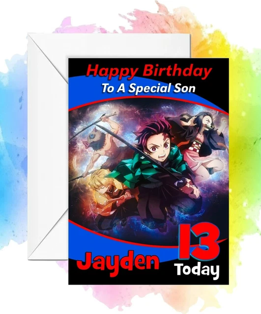 PERSONALISED BIRTHDAY CARD Demon Slayer Anime Manga any name/relation ...
