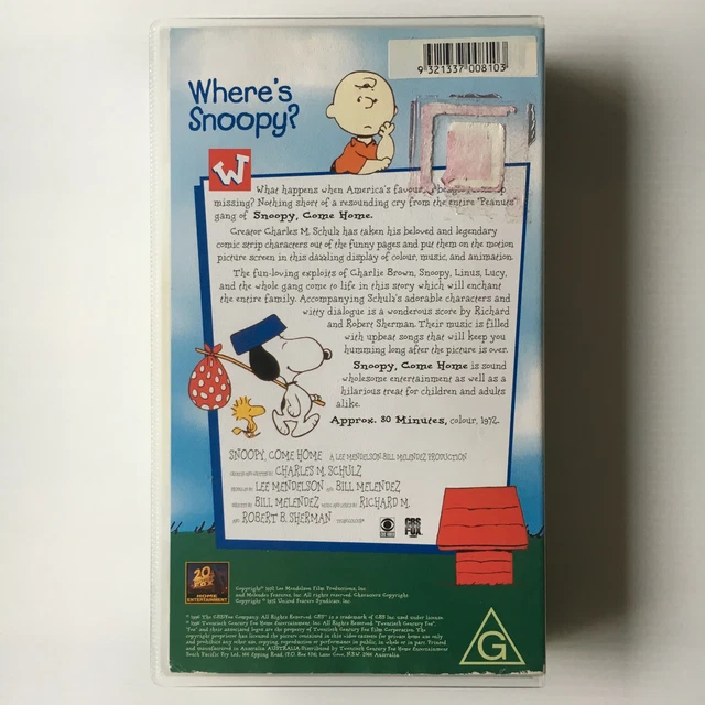 SNOOPY COME HOME. VHS Video Tape Peanuts Charlie Brown Linus Charles ...