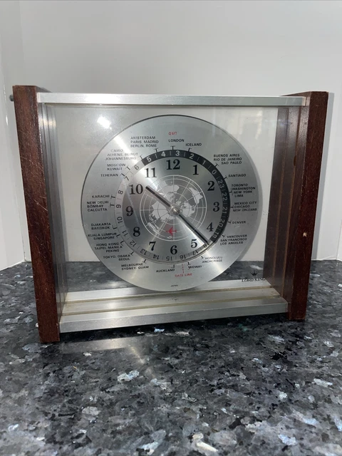 CLOCK LORD KING Quartz World Japan Vintage Airplane Time Gmt Wall Zone ...