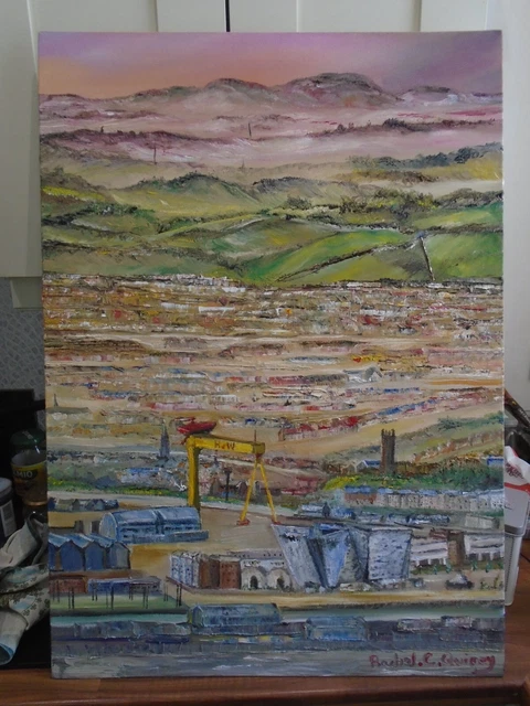 TITANIC BELFAST SHIPYARD city Northern Ireland Antrim original oil ...