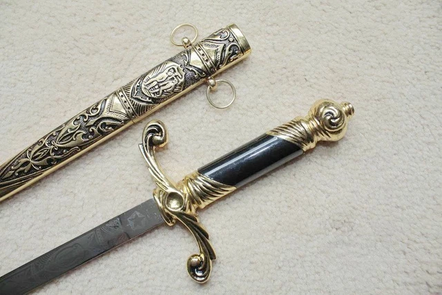 S0009 GOLD HOLY Angelic Medieval Russian Dagger Sword W/ Scrollwork ...