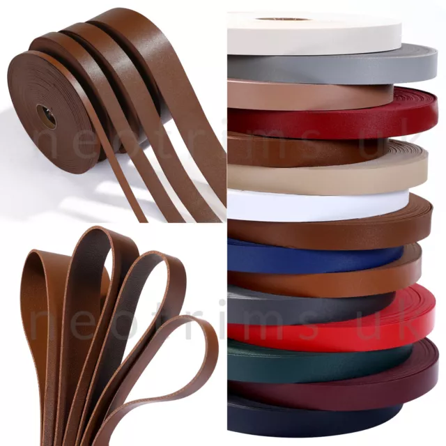 FAUX LEATHER STRAP Tape Ribbon Trim Double Sided Strong Trimming 15Cols ...