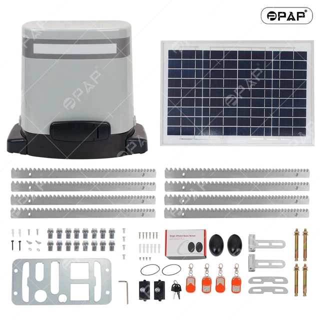 PPAP FULL SOLAR Powered Sliding Gate Motor/Opener 4m Keypad 6x Remote ...
