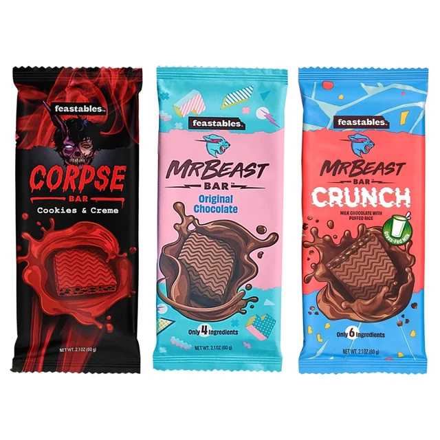MRBEAST FEASTABLES CORPSE Original Crunch Mr Beast Chocolate Bar [3 ...
