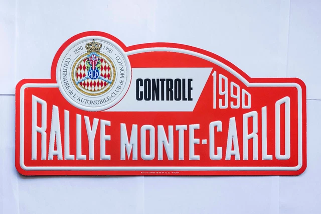 PLAQUE, RALLYE MONTE CARLO 1990, CONTROLE, CENTENAIRE ACM, 46x21cm EUR ...