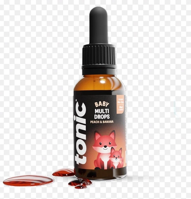 TONIC BABY MULTI Drops Peach & Banana Flavour 30ml UNBOXED BBE 10/27 £ ...