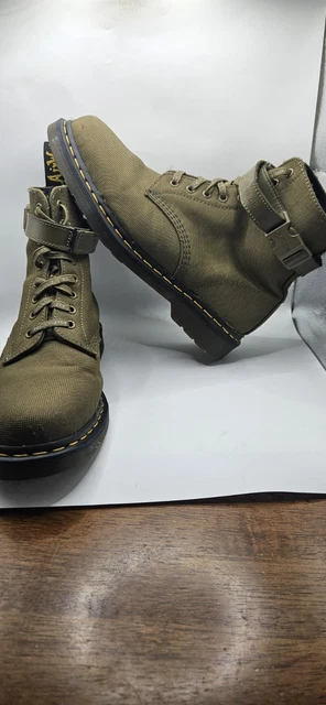 DR MARTENS X Futura Laboratories 1460 Boots UK 9.5 Olive Canvas Rare ...