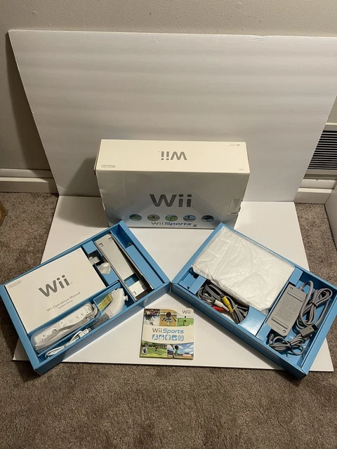 NINTENDO WII WHITE Console System Complete In Box Bundle Wii Sports ...