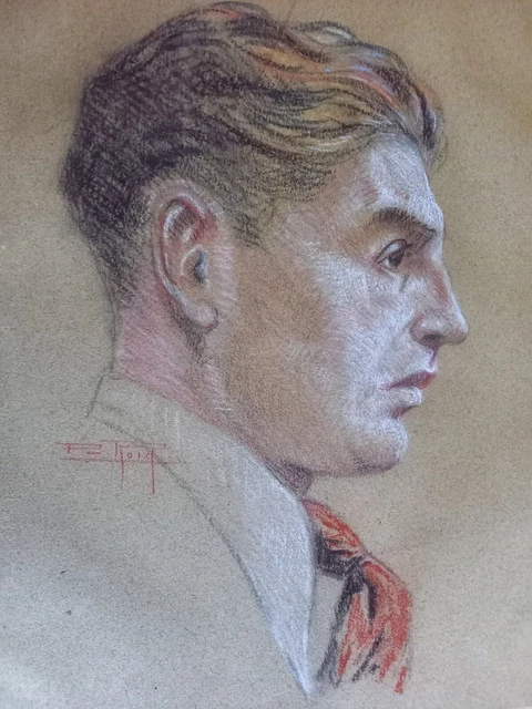 TABLEAU ANCIEN DESSIN crayon - pastel portrait jeune homme sig P.roig ... TABLEAU ANCIEN DESSIN crayon - pastel portrait jeune homme sig P.roig ...