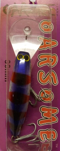 OAR-GEE OARSOME DEEP Diving Silver w Purple Back Red Stripes 90mm Lure ...