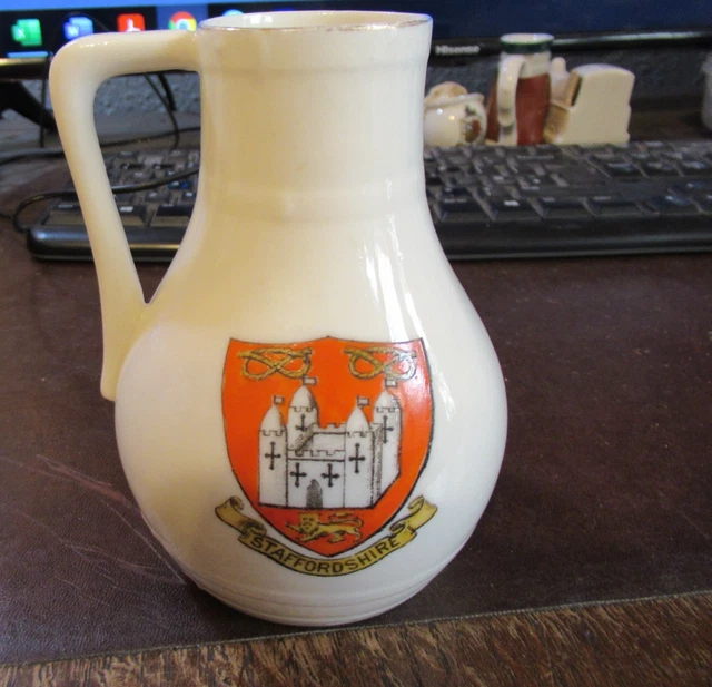 WH GOSS LARGE crested china Devon Oak Pitcher crests Staffordshire ...