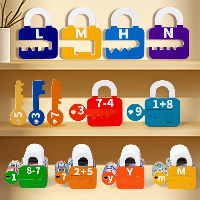 EDUCATIONAL MATH MANIPULATIVES Alphabet Learning Lock Toys for 3 4 5 ...