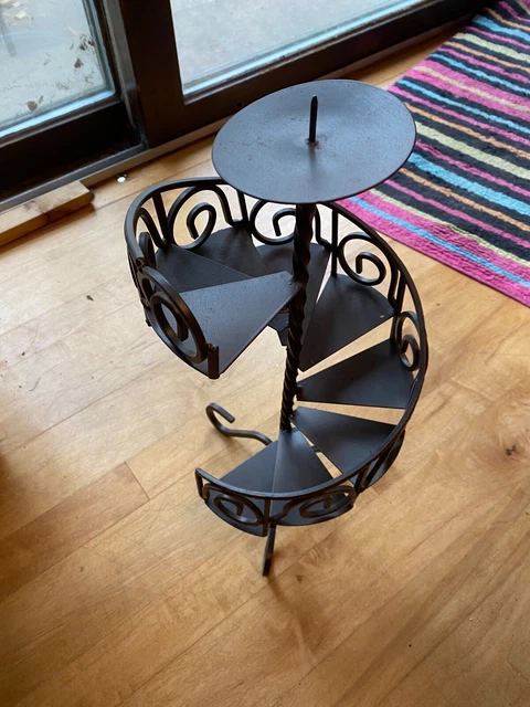 VINTAGE CAST IRON Stairs Steps Tiered Display Shelf Rack Candle holder ...