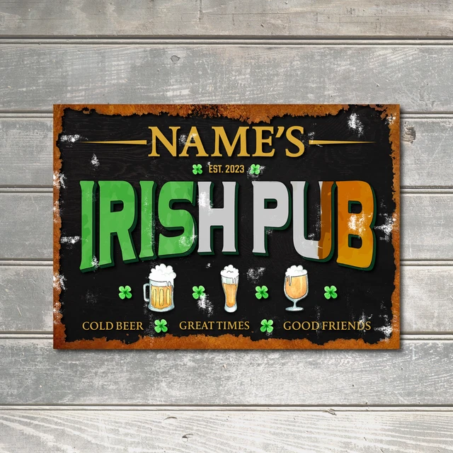 PERSONALISED IRISH PUB Sign WallDecor Themed Bar Home Pub Farmhouse ...
