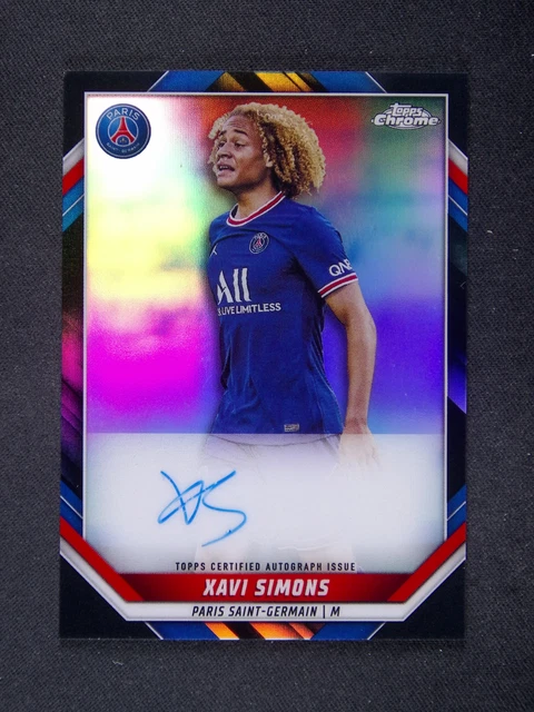 2021-22 TOPPS CHROME PSG Xavi Simons Auto Black Refractor /20 Autograph ...