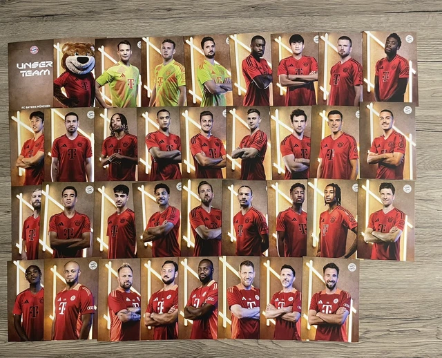 FC BAYERN MÜNCHEN Autogrammkartensatz 35x Drucksig. Autogrammkarten ...