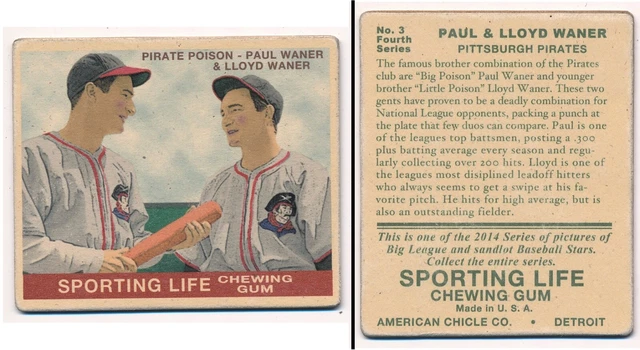 CHEWING-GUM DE VIE SPORTIVE 4 #3 Paul & Lloyd Waner, Pittsburgh Pirates ...