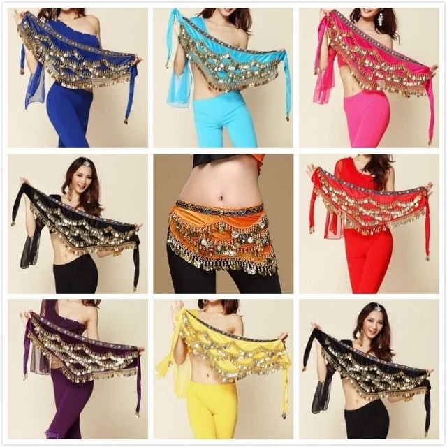 2023 Belly Dance Velvet Gold Coins Waist Chain Belt Dancer Hip Scarf