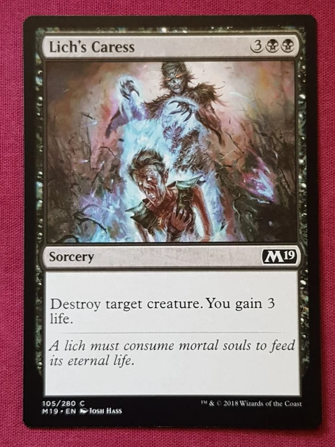 MAGIC THE GATHERING 2019 CORE SET M19 LICH'S CARESS black card MTG EUR ...