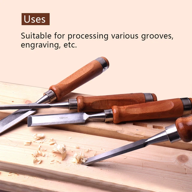 CHROME VANADIUM STEEL Woodworking Chisels 6/12/19/25mm Wood Carve Gouge Chisel $12.09 - PicClick AU