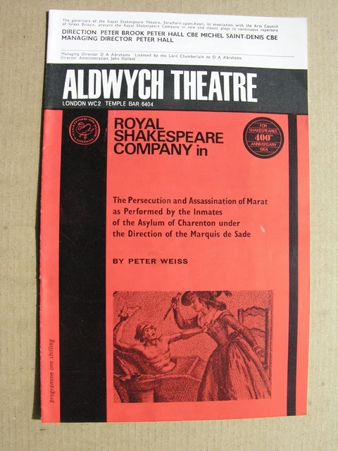 1964 MARAT/SADE PETER Weiss, Patrick Magee, Clive Revill, Glenda ...