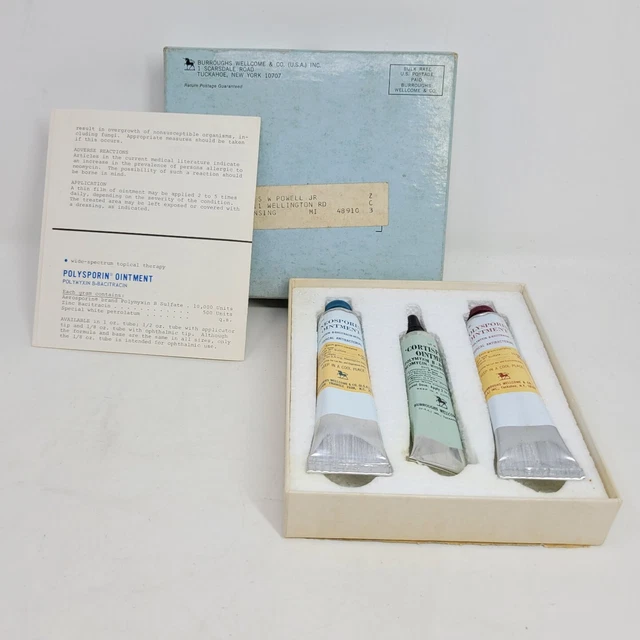 VINTAGE 70 NEOSPORIN Antibiotic Ointment Tube Box Advertising Medicine ...