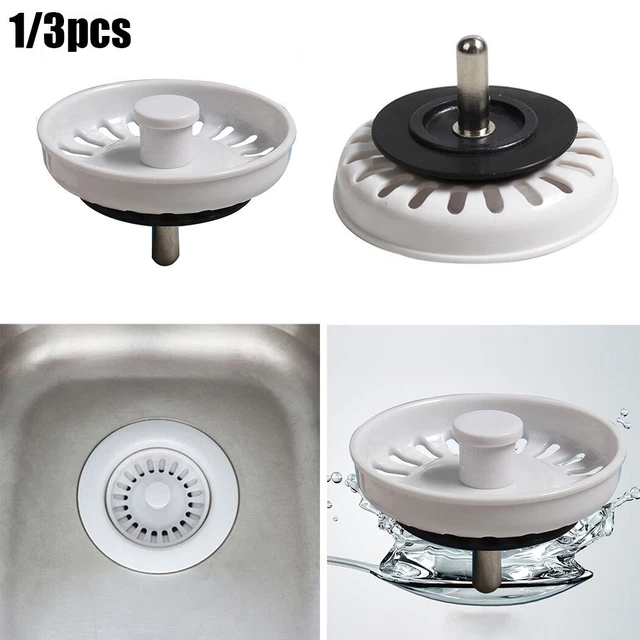 COLOURED WHITE KITCHEN Sink Waste Plug Efficient Drainage 74mm Diameter ...