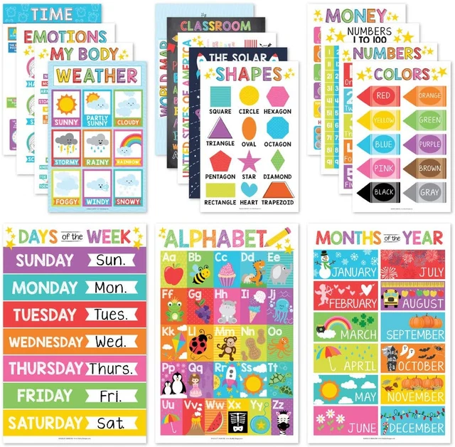 16 LAMINATED EDUCATIONAL Posters for Classroom Decor Homeschooling&PreK ...