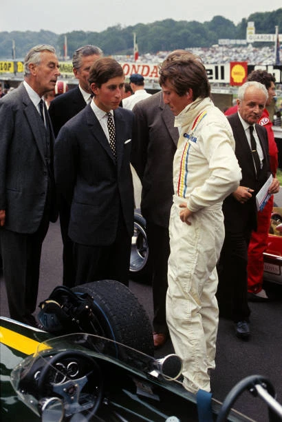 PRINCE CHARLES LORD Mountbatten Jochen Rindt before British Gr- 1968 ...