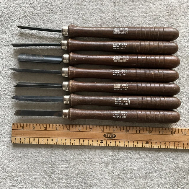 7 PIECE VINTAGE Craftsman Wood Turning Lathe Chisel Set 28521-28527 $69 ...