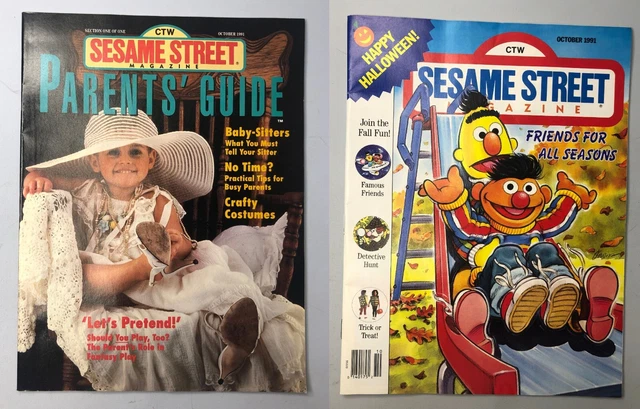 1991 SESAME STREET MAGAZINE Parents Guide Baby Sitters~ Happy Halloween ...