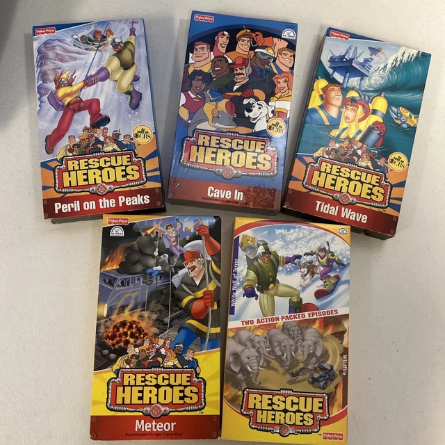 RESCUE HEROES VHS lot of 5 from 1999 Tidal Wave, Cave In, ETC.. see ...