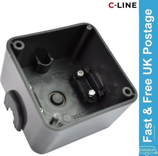 C-LINE SOCKET OUTLET Square Back Box Black CBE Caravan Motorhome ...