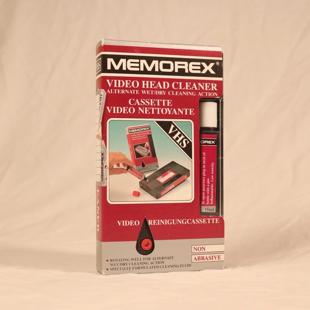 MEMOREX VHS VIDEO Tape Head Cleaner Wet And Dry Cleaning Action Memtek ...