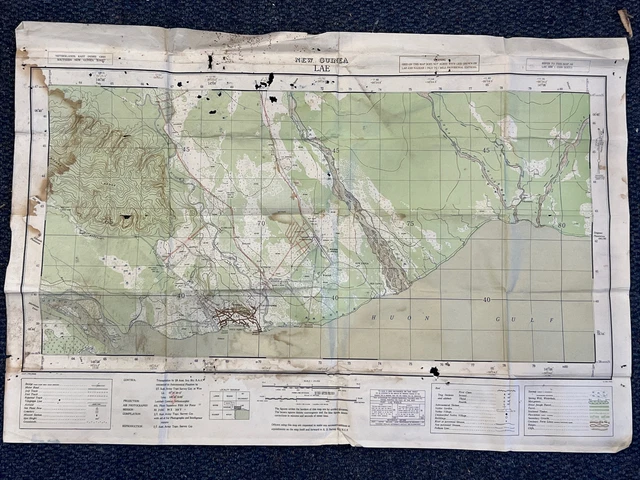VINTAGE WW2 MAP LAE NEW GUINEA 8th PHOTO SQUADRON RAAF ARMY TOPO ...